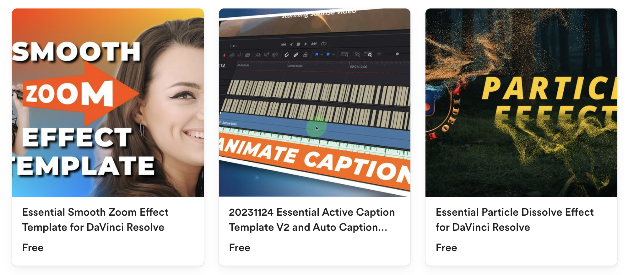 DaVinci Resolve Free Effects & Downloads